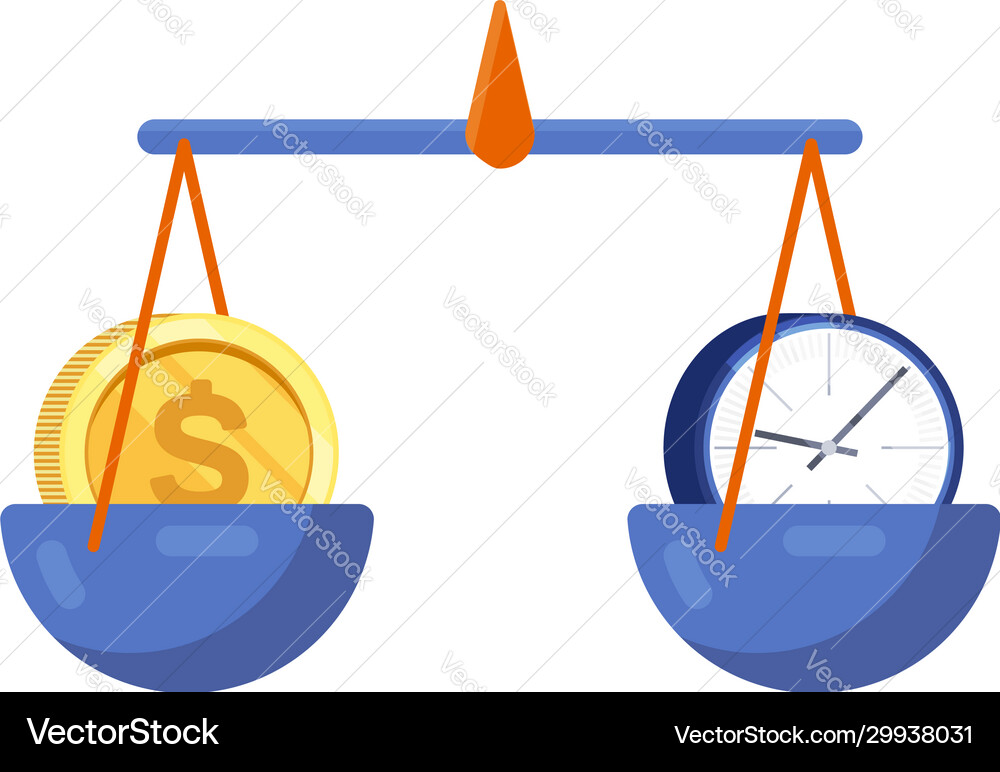 Time is money concept cartoon round clock Vector Image