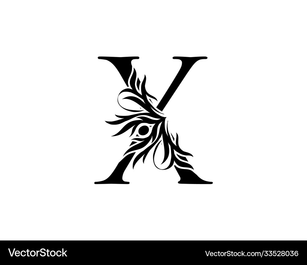 Calligraphy letter x graceful royal style Vector Image