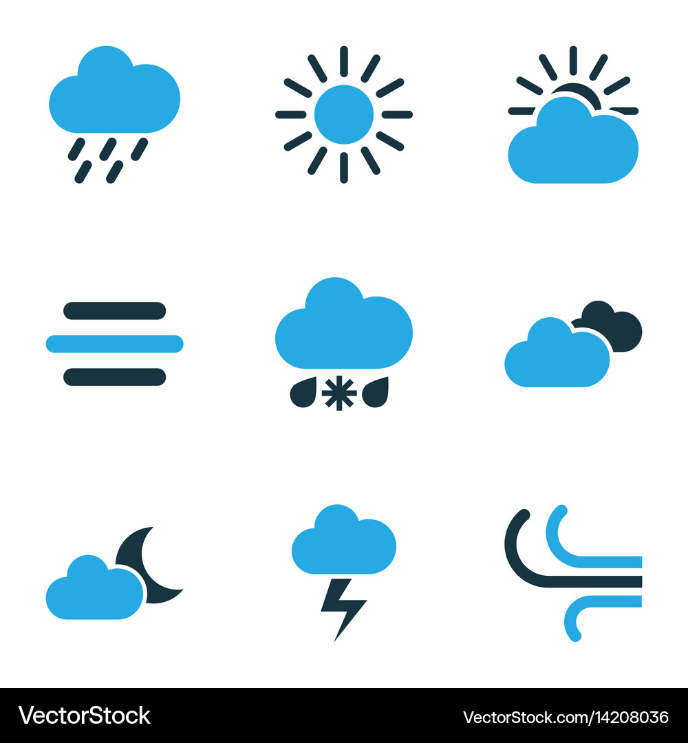 Climate colored icons set collection of wind Vector Image