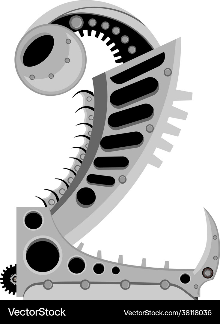 Digit is number 2 in metal style Royalty Free Vector Image