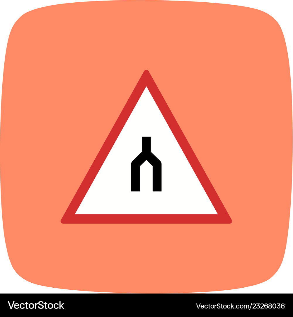 Dual carriageway ends road sign icon Royalty Free Vector