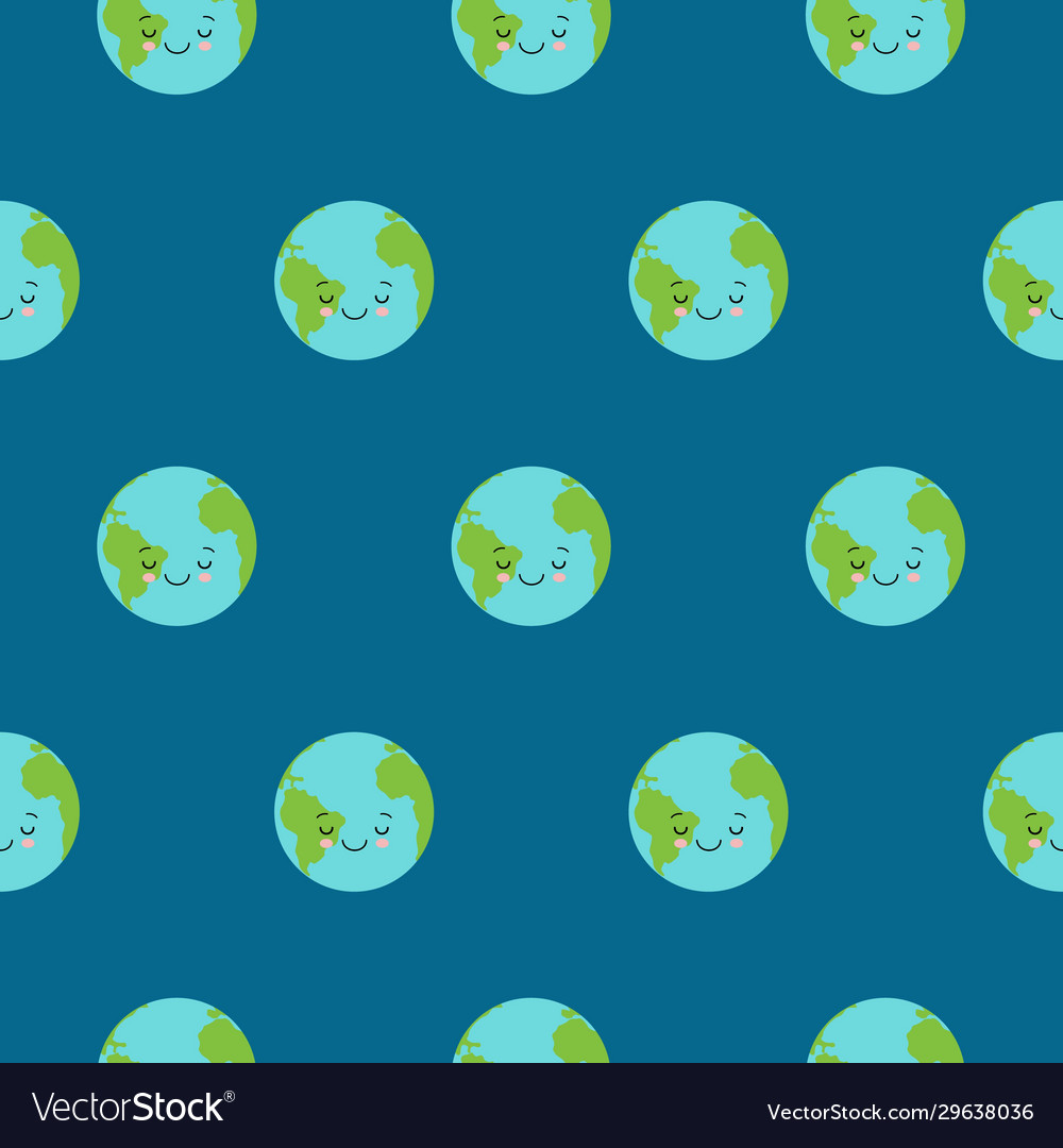 Earth day seamless pattern cute planet Royalty Free Vector