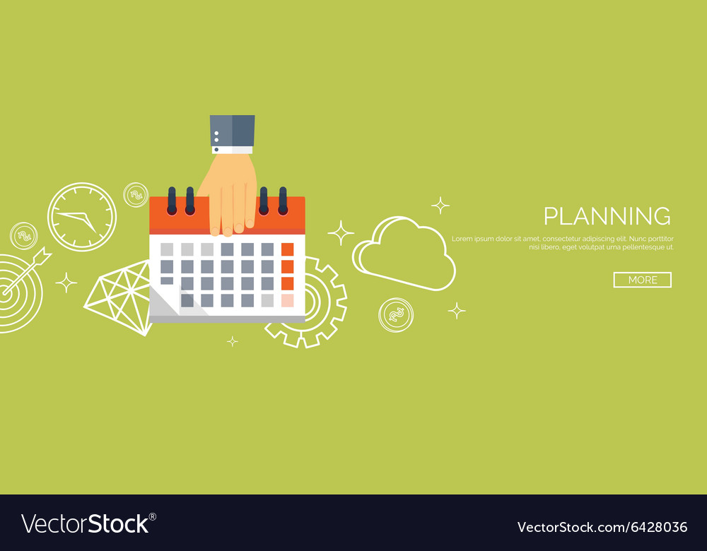 Flat date and time background Royalty Free Vector Image