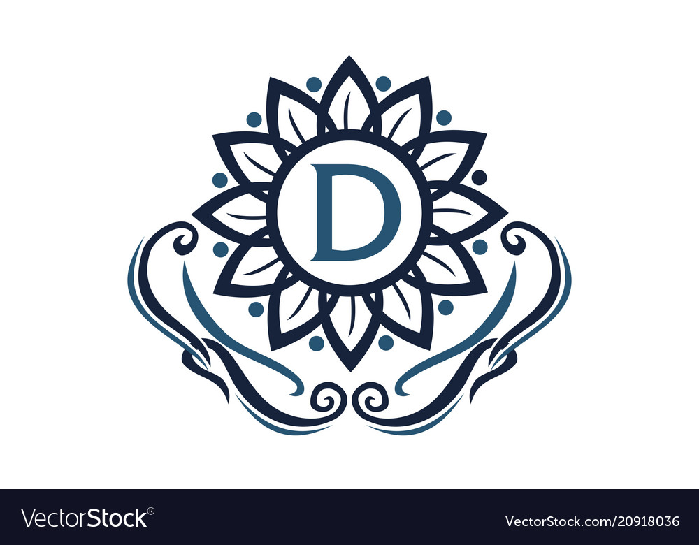 Flower elegance initial d Royalty Free Vector Image