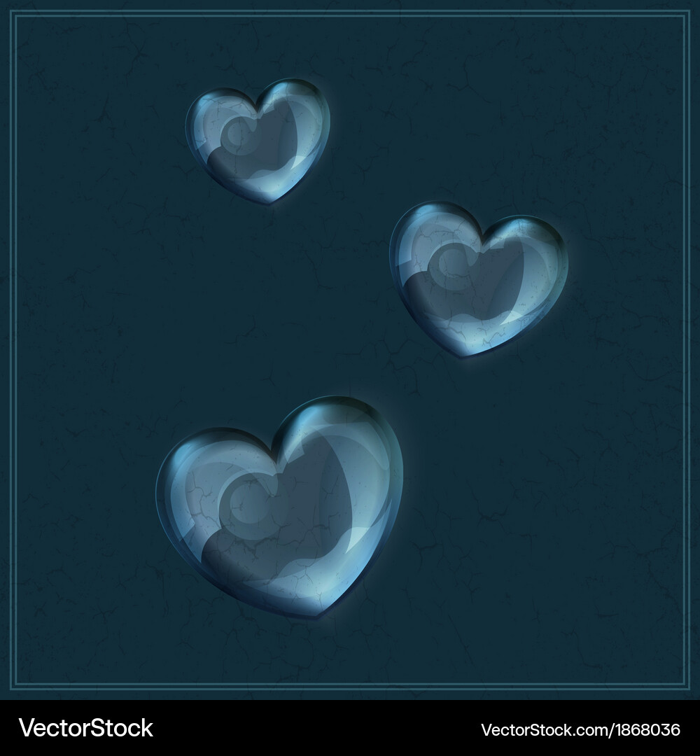 Heart made glass on grunge background Royalty Free Vector