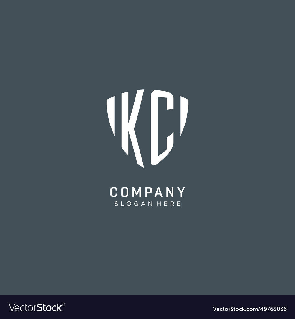 Initials kc logo shield guard shape creative Vector Image