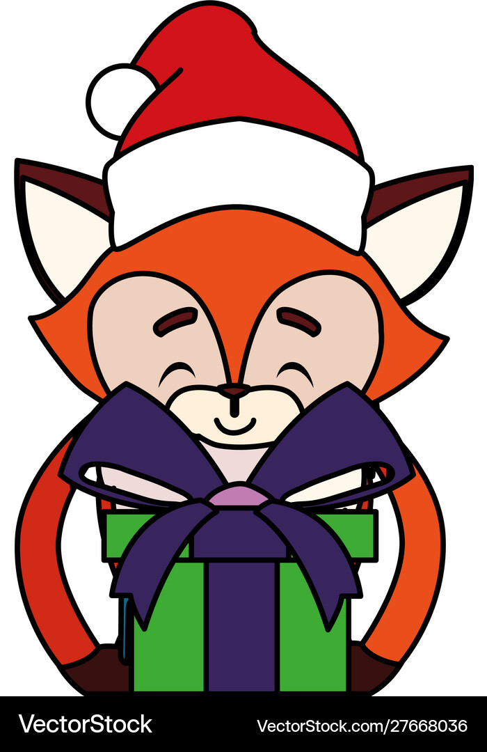 Merry christmas fox cartoon design Royalty Free Vector Image