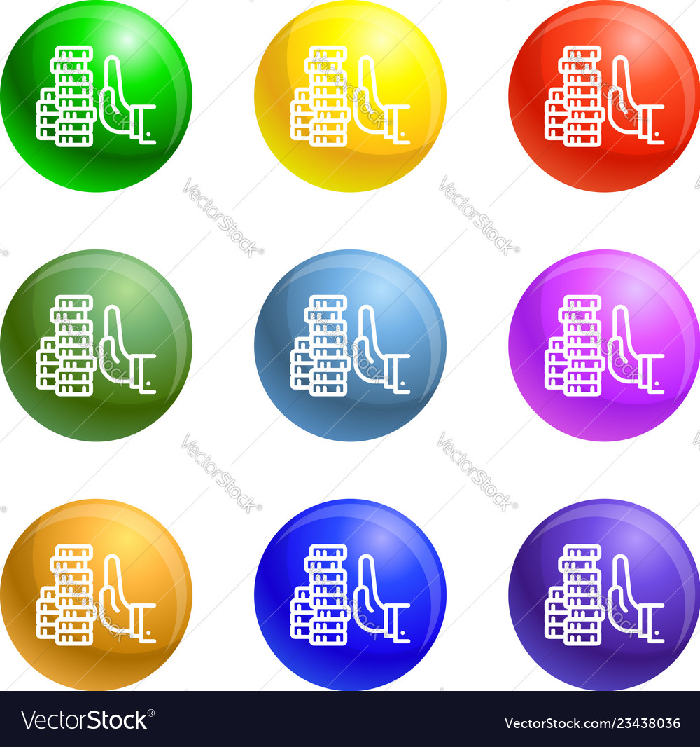 Reject money bribery icons set Royalty Free Vector Image
