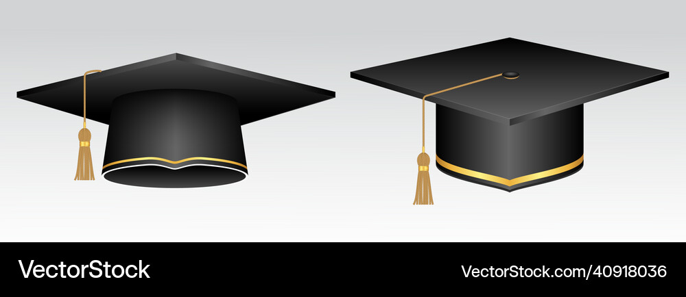 Set of realistic university graduation cap Vector Image