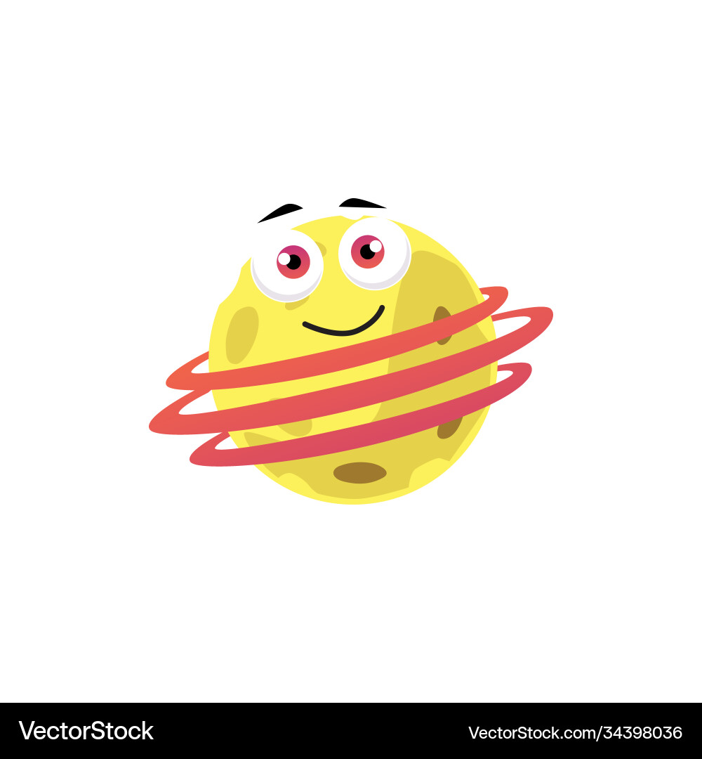 Smiling yellow planet for videogame flat cartoon Vector Image