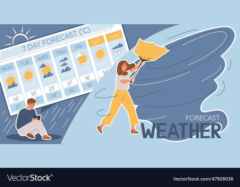 Weather forecast flat collage Royalty Free Vector Image