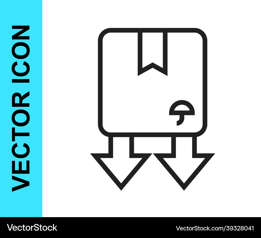 Black line cardboard box with traffic symbol icon Vector Image
