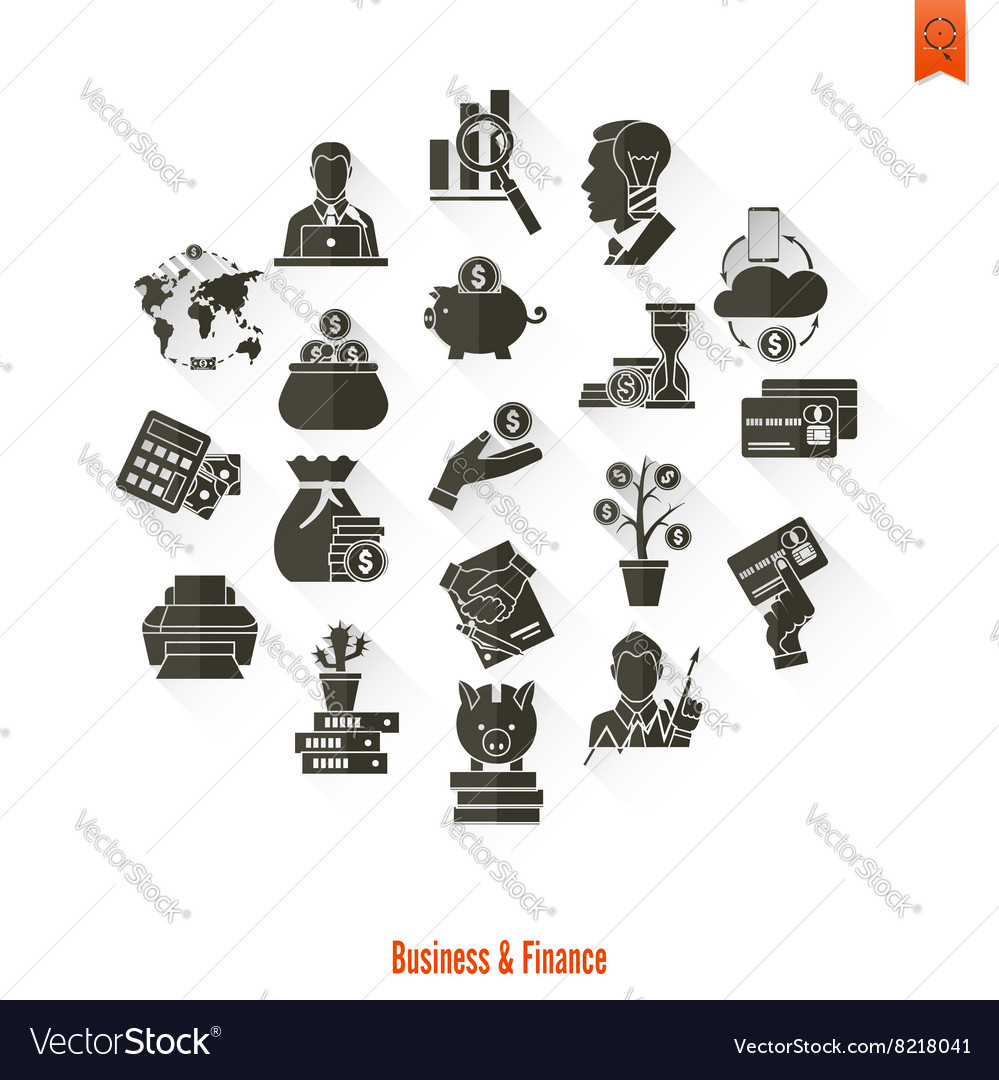 Business and finance icon set Royalty Free Vector Image