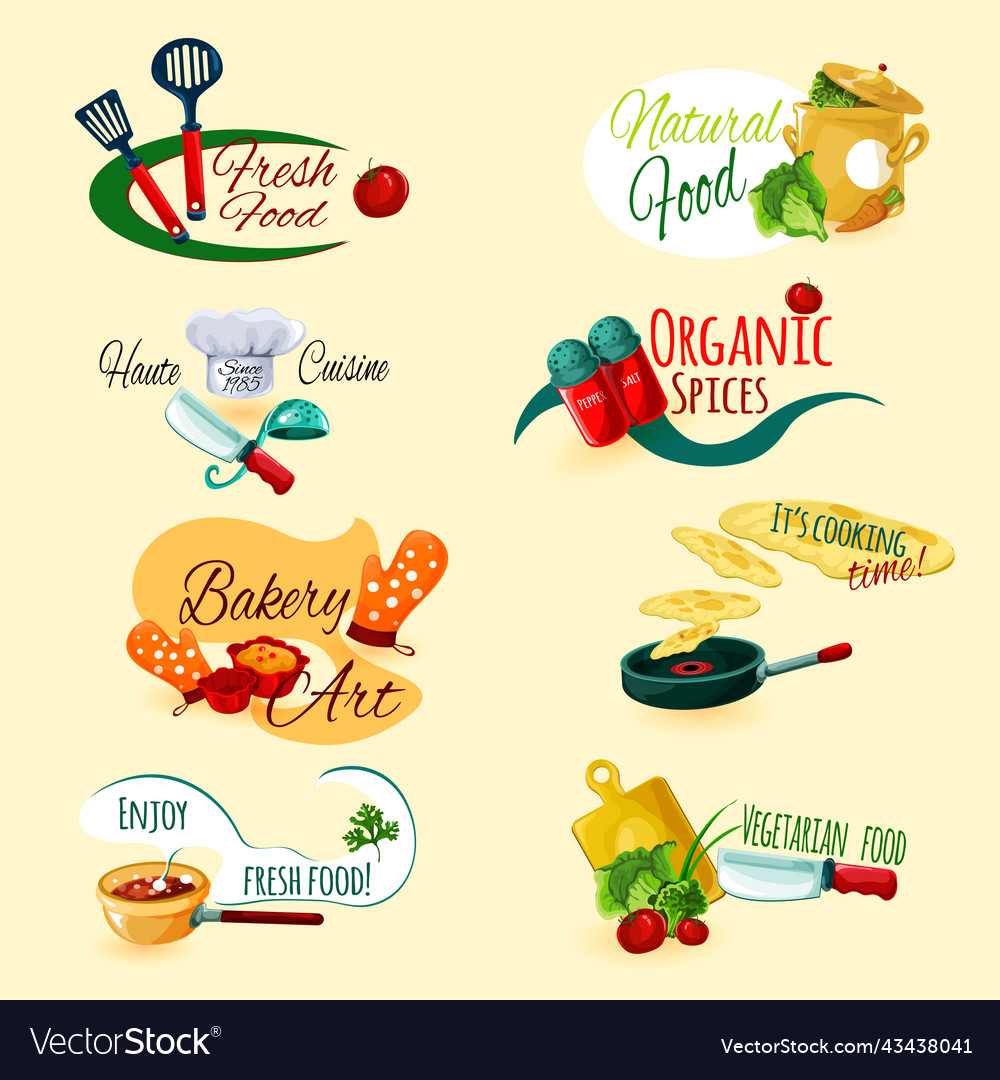 Cooking emblems set Royalty Free Vector Image - VectorStock