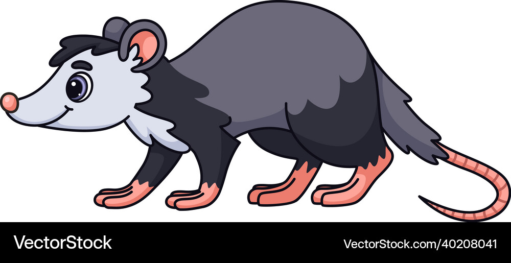 Cute grey rat funny mouse in cartoon style Vector Image