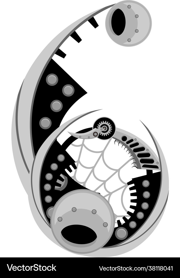Digit is number 6 in metal style Royalty Free Vector Image