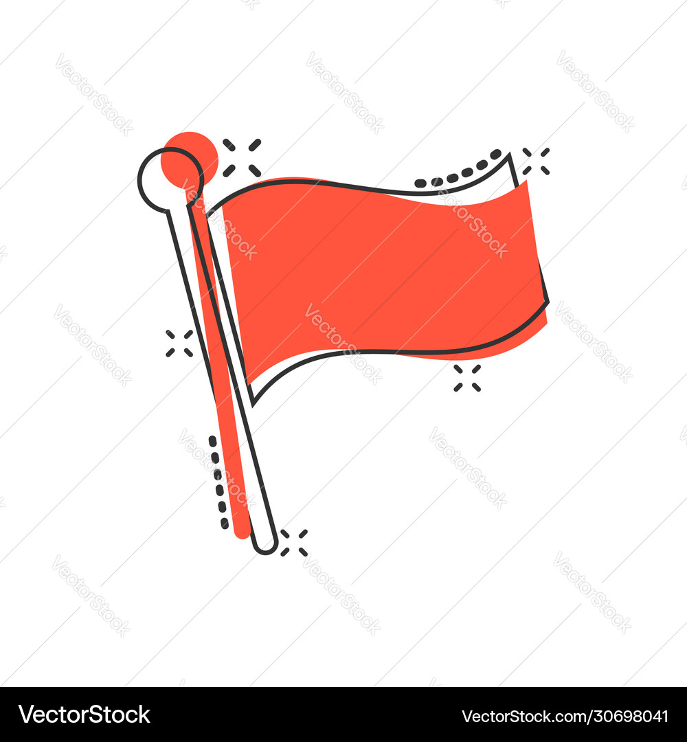 Flag icon in comic style pin cartoon on white Vector Image