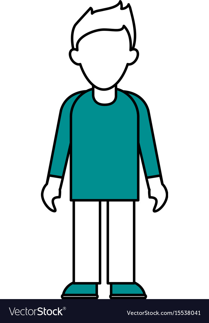 Flat line standing man over white background Vector Image Flat line standing man over white background Vector Image