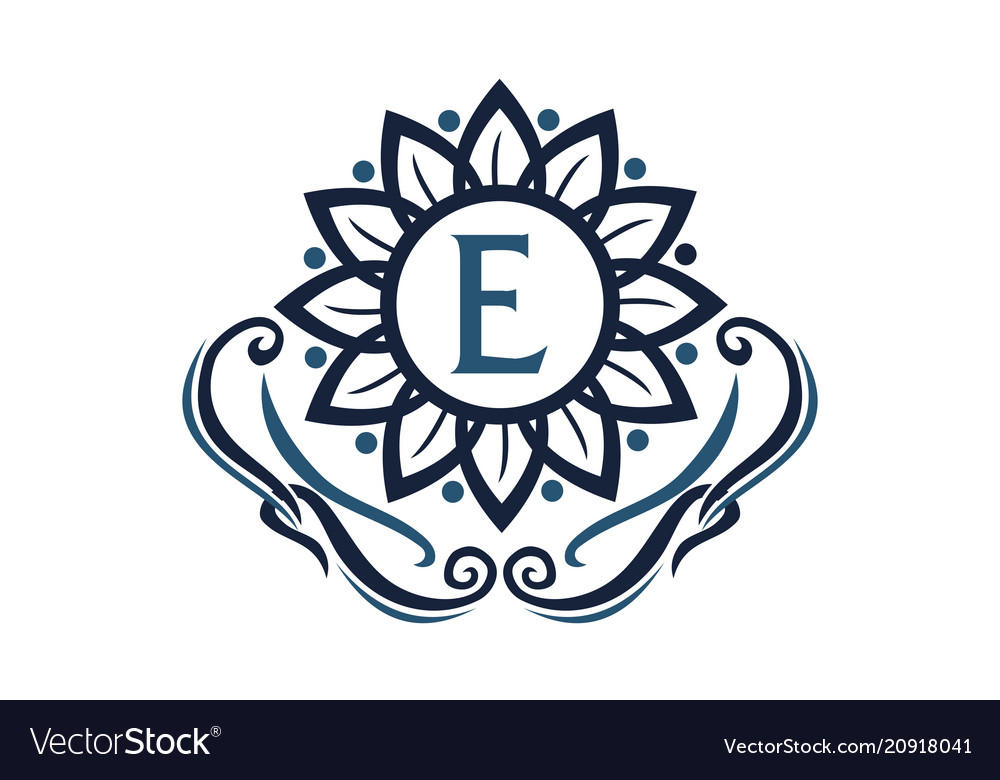 Flower elegance initial e Royalty Free Vector Image