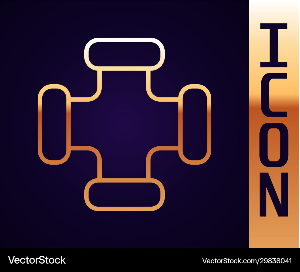 Gold line industry metallic pipe icon isolated Vector Image
