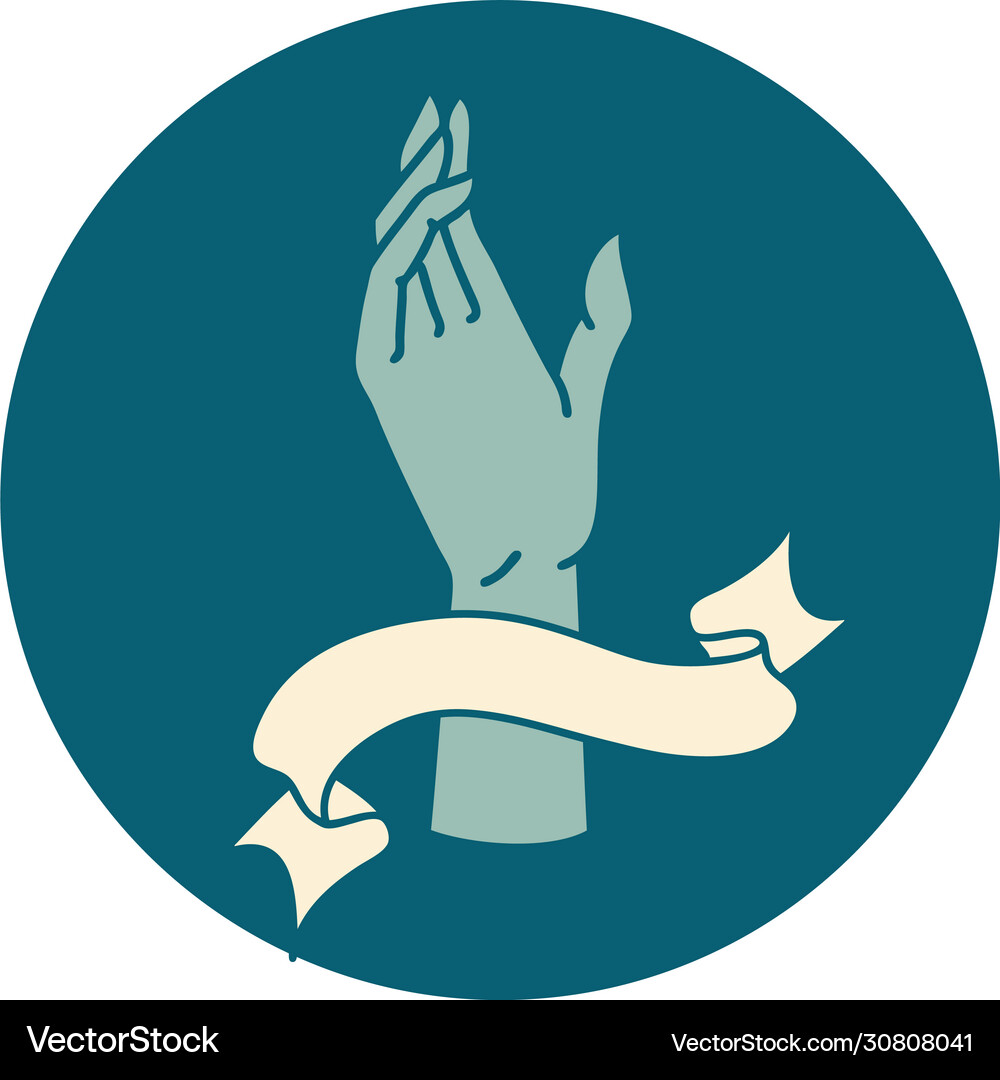 Icon with banner a hand Royalty Free Vector Image