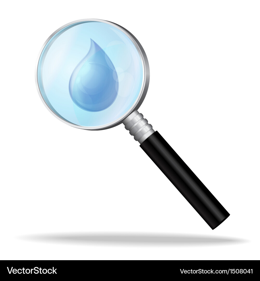 Magnifier enlarges a drop of water Royalty Free Vector Image