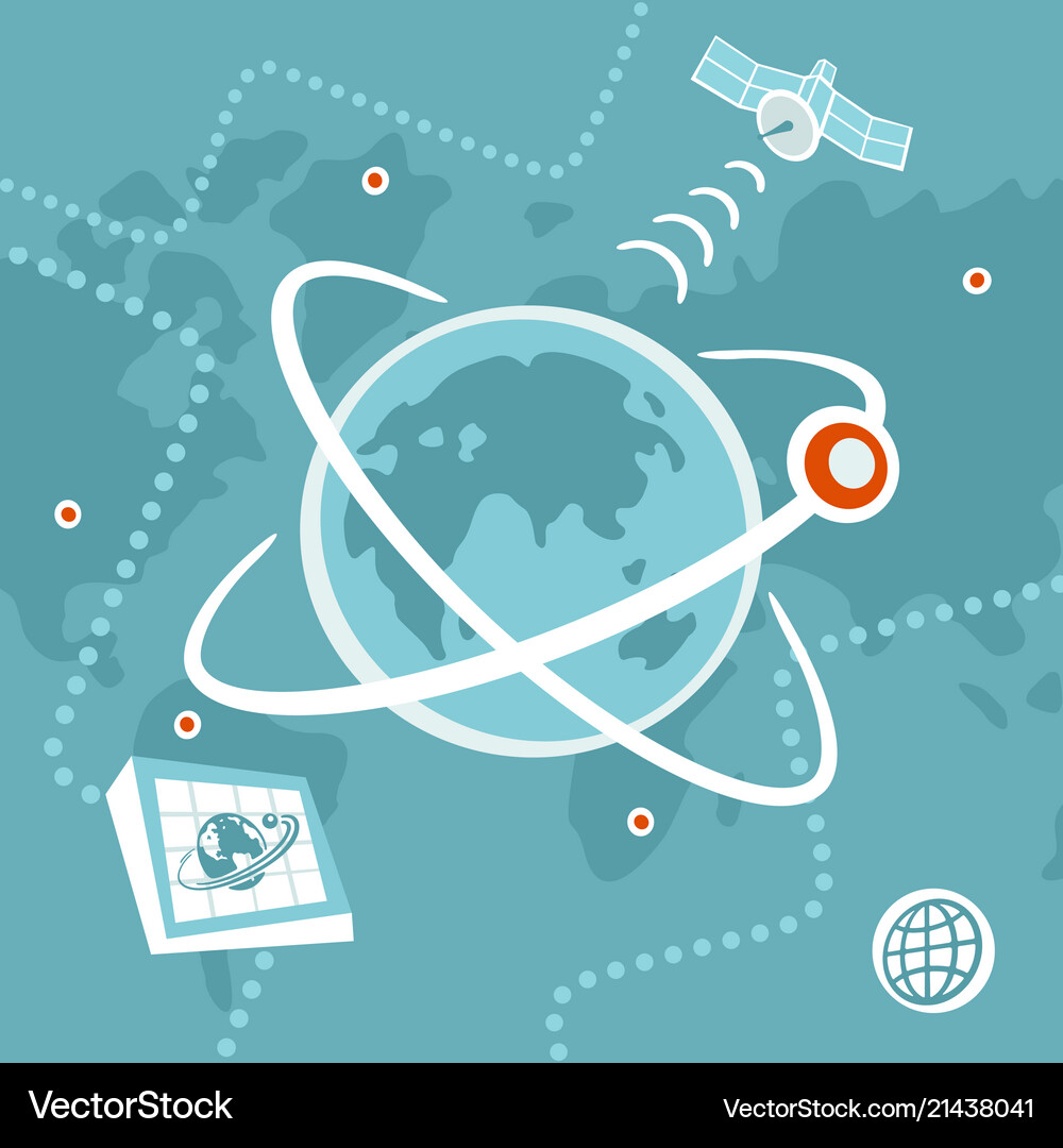 Planet and satellites of communication Royalty Free Vector