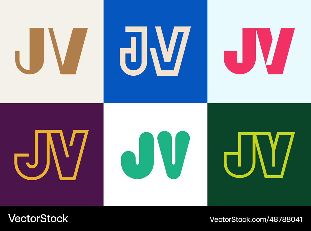 Set of letter jv logos Royalty Free Vector Image