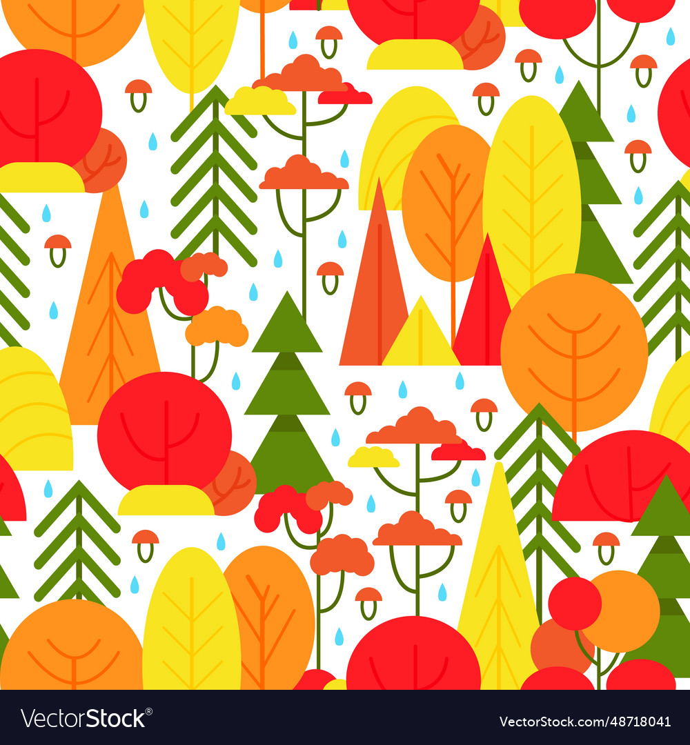 Simple abstract shaped fall trees pattern Vector Image