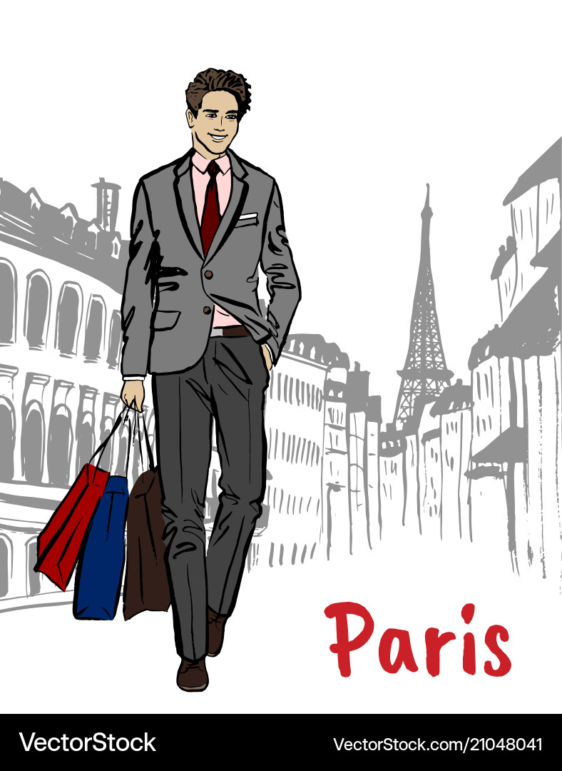 Street of paris Royalty Free Vector Image - VectorStock