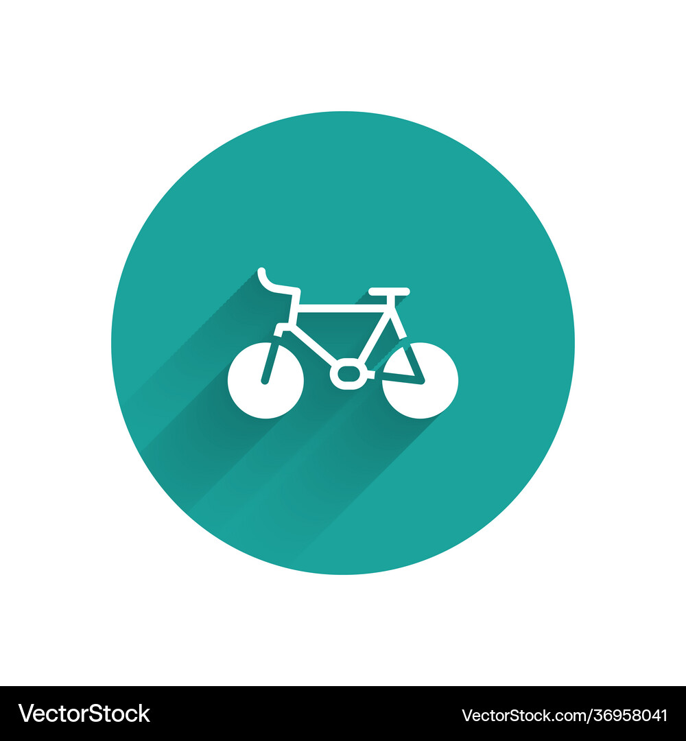 White bicycle icon isolated with long shadow bike Vector Image