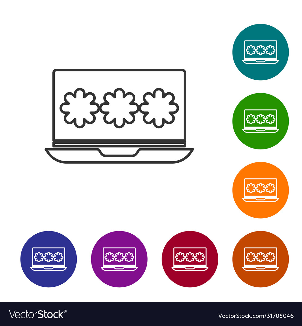 Black Line Laptop With Password Notification Icon Vector Image