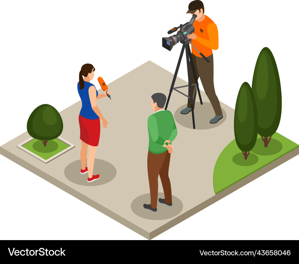 Broadcasting isometric composition Royalty Free Vector Image