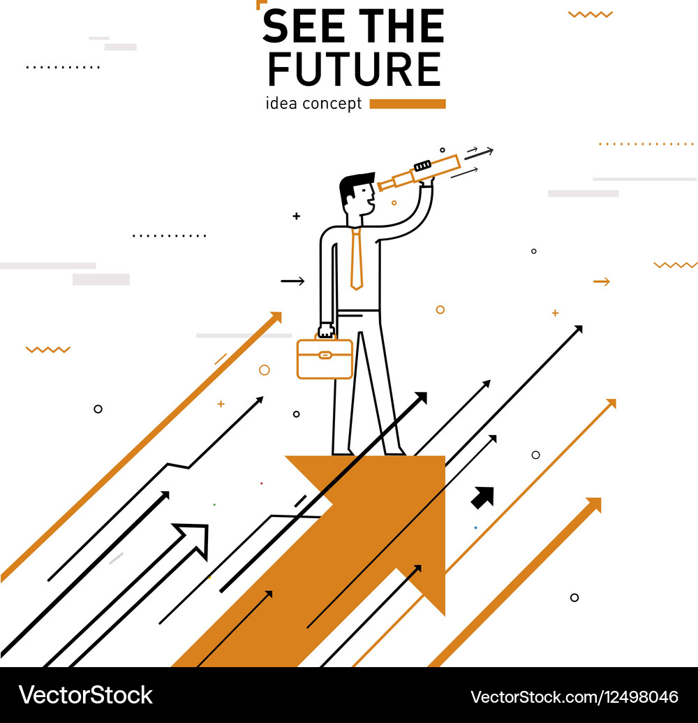 Businessman with telescope looking to future Vector Image