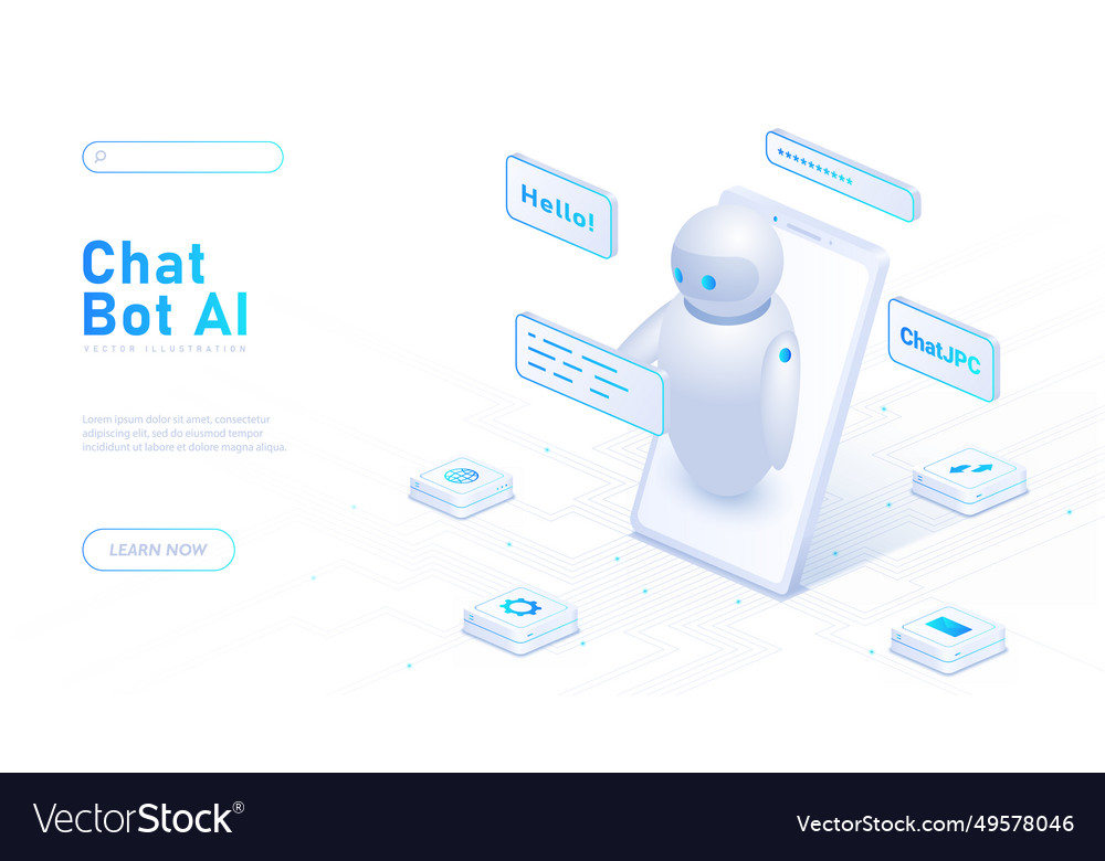 Chat bot ai white poster Royalty Free Vector Image
