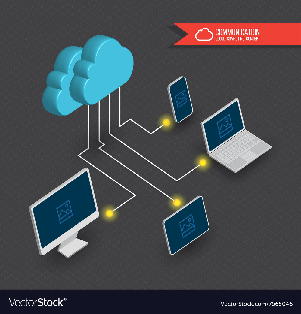 Cloud computing diagram Royalty Free Vector Image