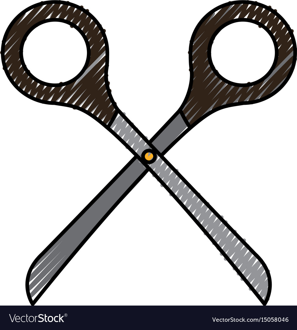 Cute scribble scissors cartoon Royalty Free Vector Image
