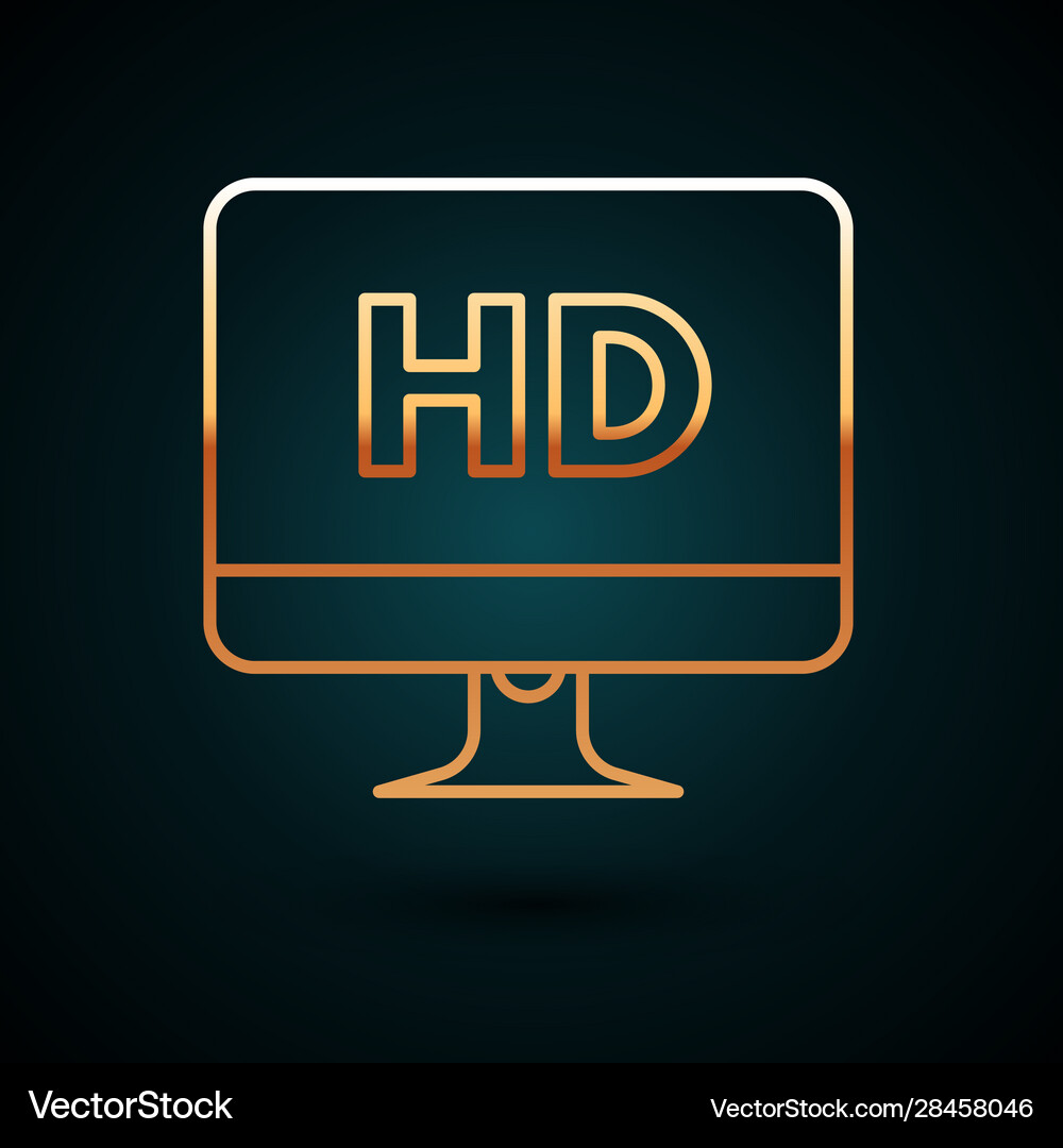 Gold line computer pc monitor display with hd Vector Image