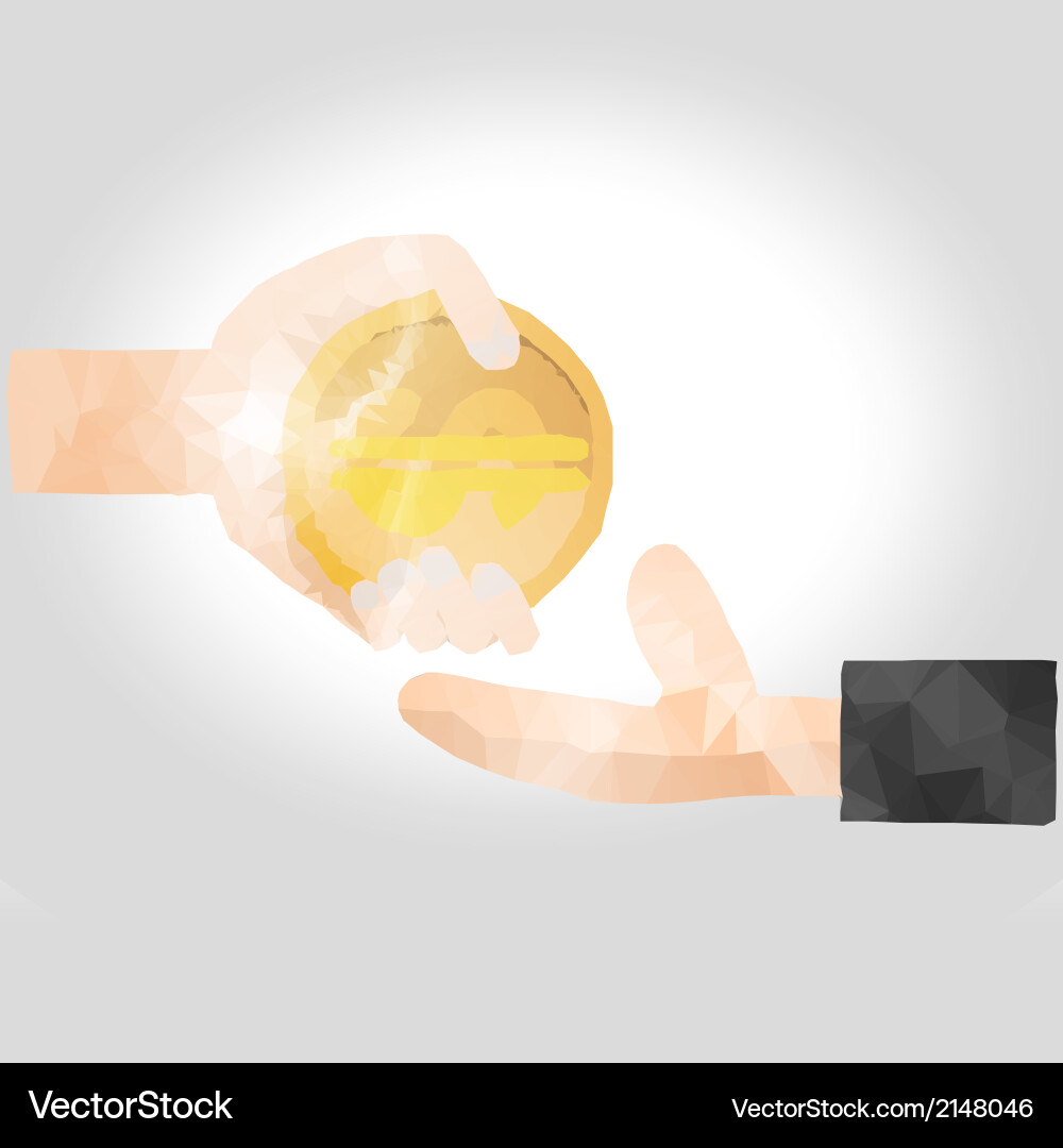 Hand handing over money to another Royalty Free Vector Image