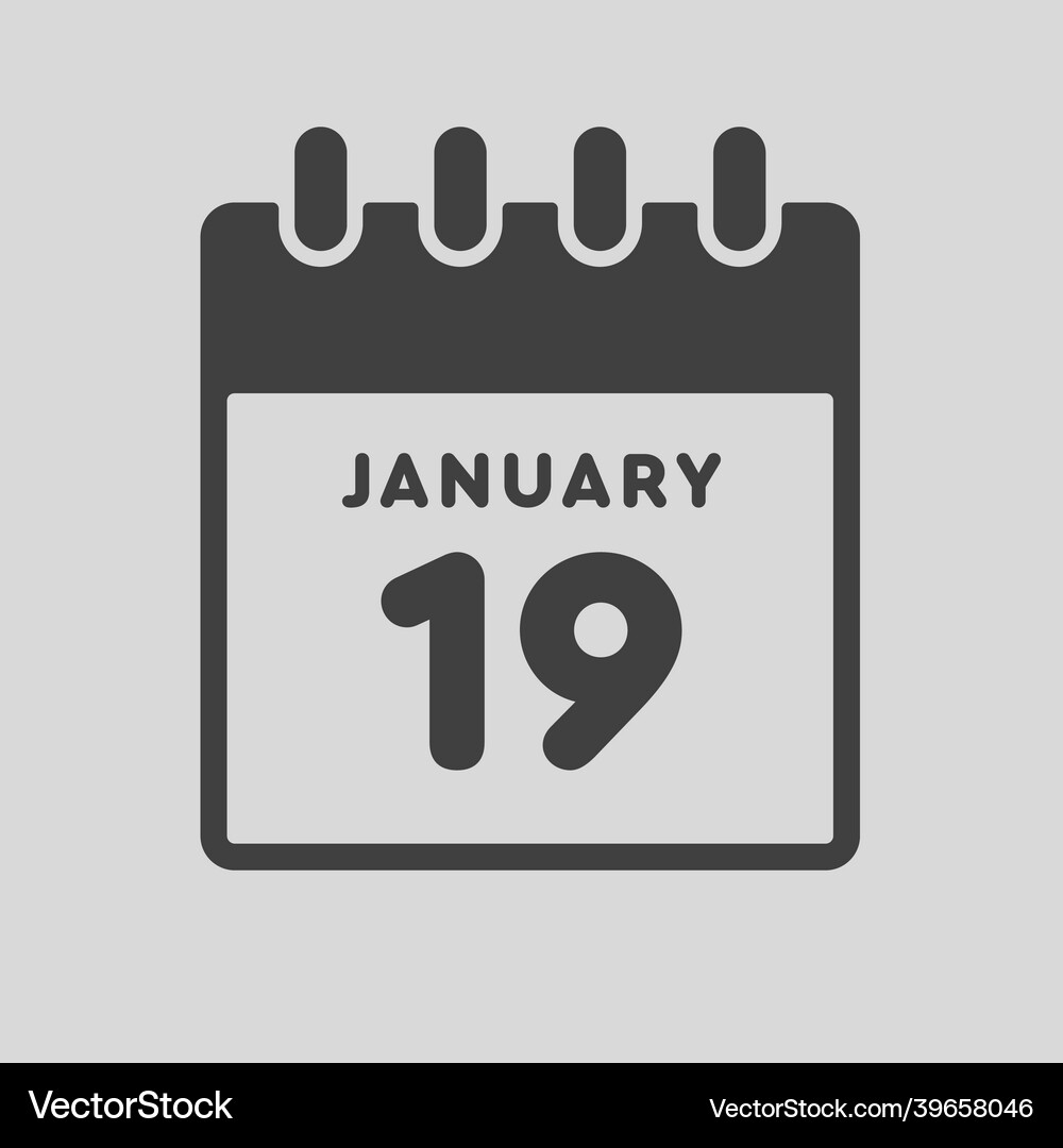 Icon day date 19 january template calendar page Vector Image