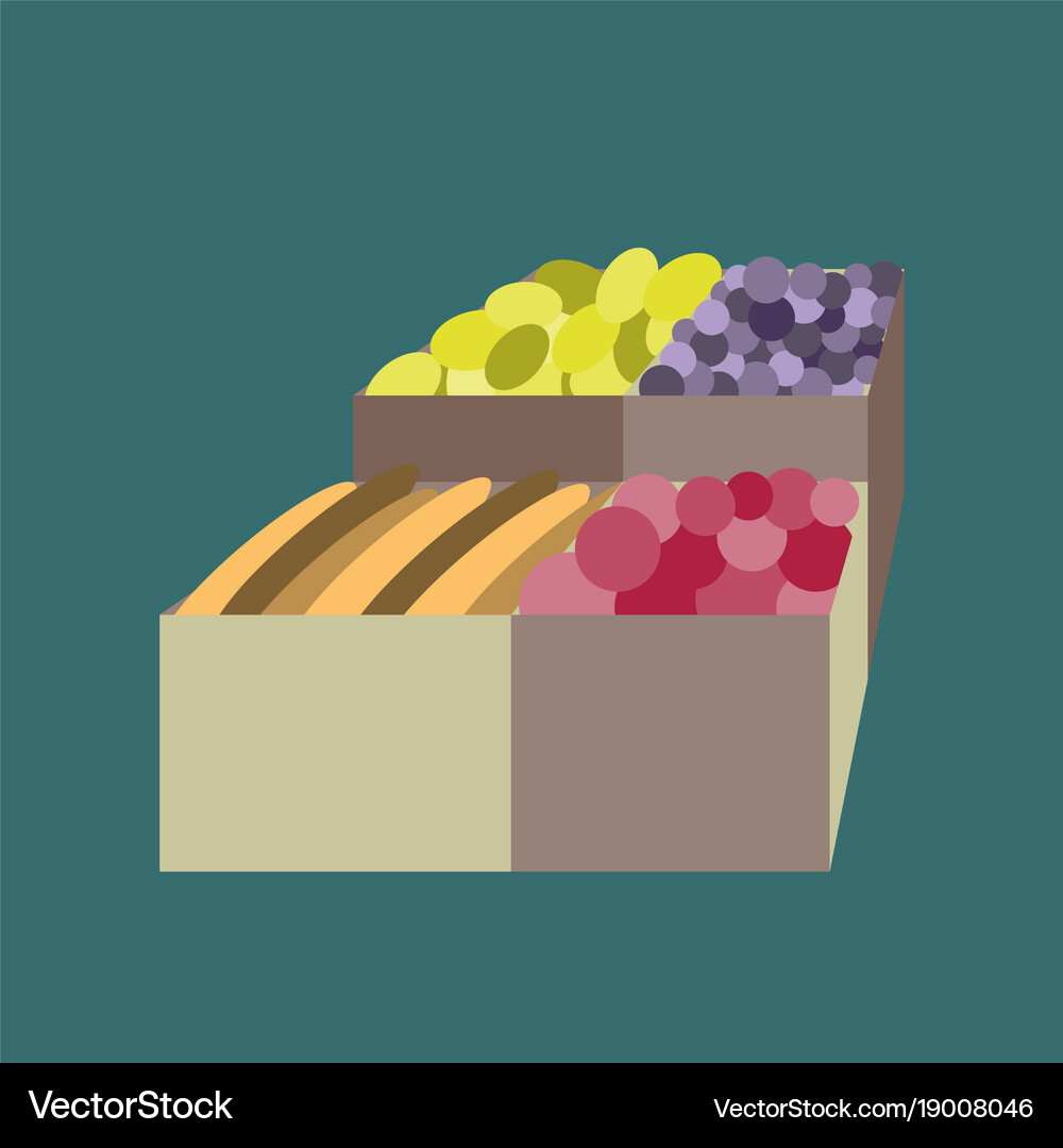 Icon in flat design vegetables and fruits Vector Image