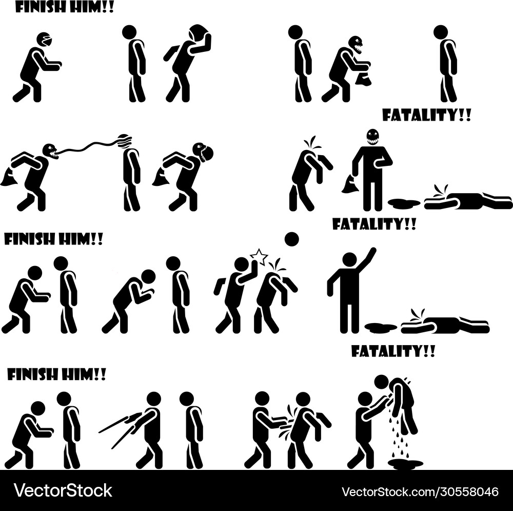 Icon man mortal kombat fatality 3 di 3 Royalty Free Vector