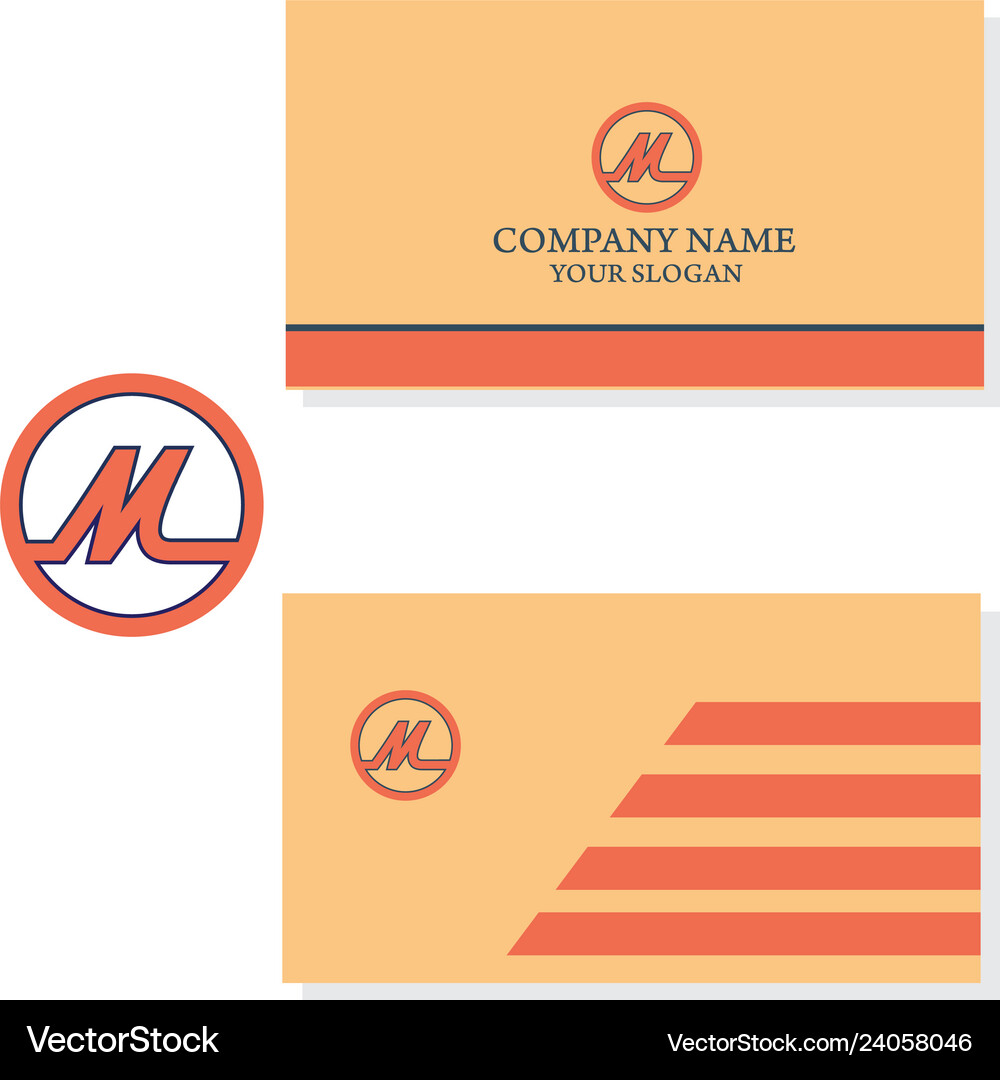 Letter m logo with business card design Royalty Free Vector