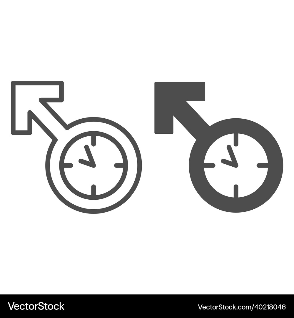 Masculinity male symbol clock watch line Vector Image