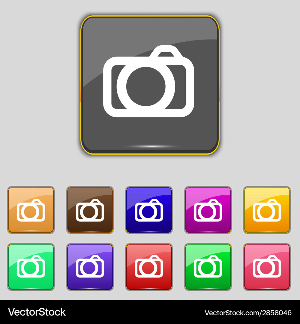 Photo camera sign icon digital symbol set Vector Image