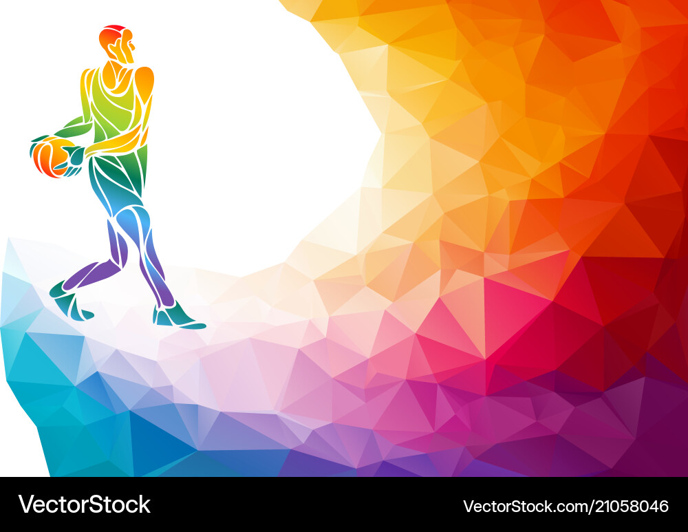 Polygonal geometric basketball player defense Vector Image