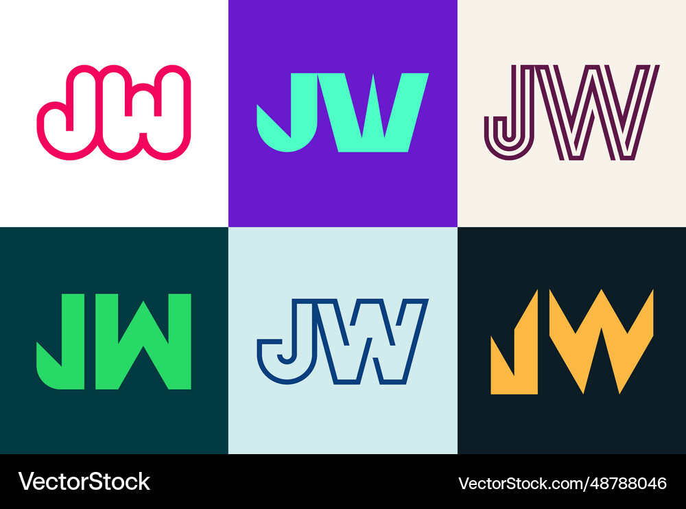 Set of letter jw logos Royalty Free Vector Image