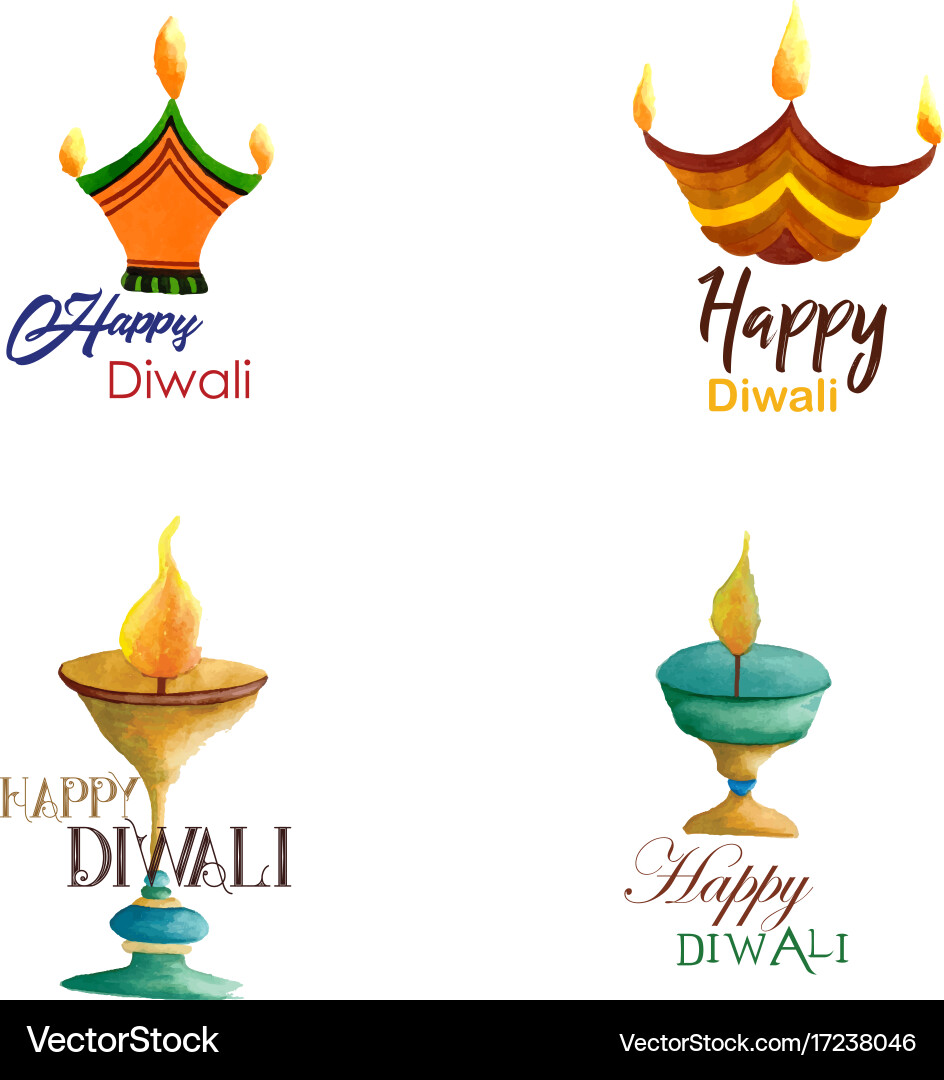 Watercolor diwali logo collection Royalty Free Vector Image