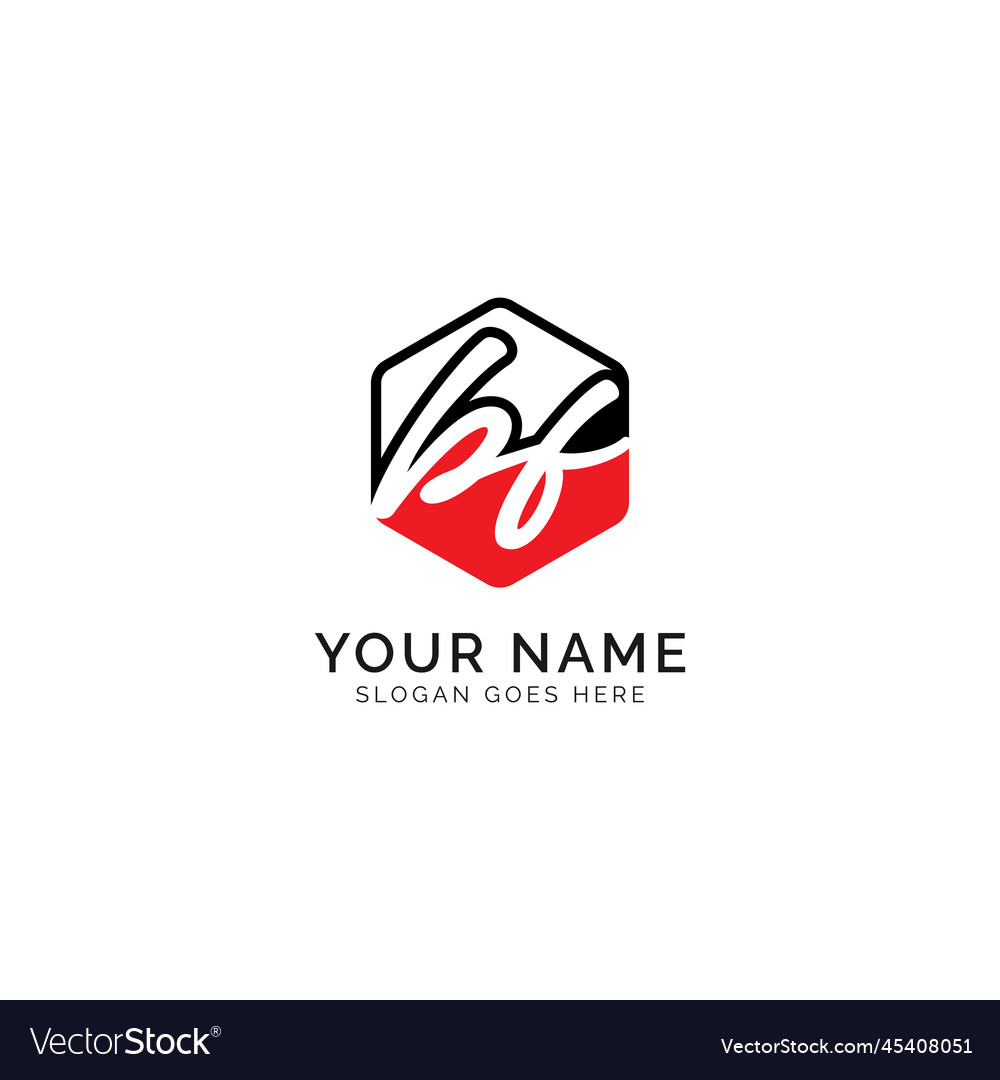 B F Bf Initial Letter Handwritten Signature Logo Vector Image