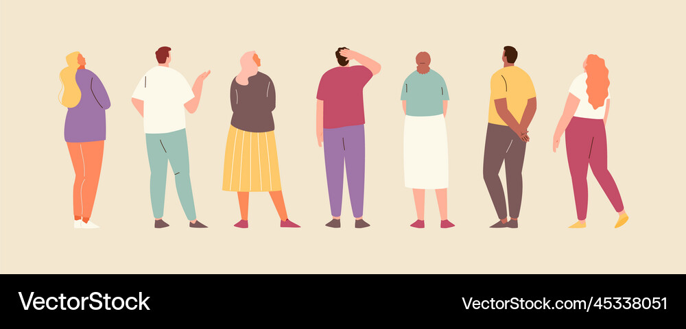 Back view group of people looking up Royalty Free Vector